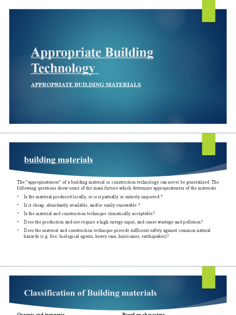 Appropriate Building Technology Lecture 3 | PDF | Building Materials ...