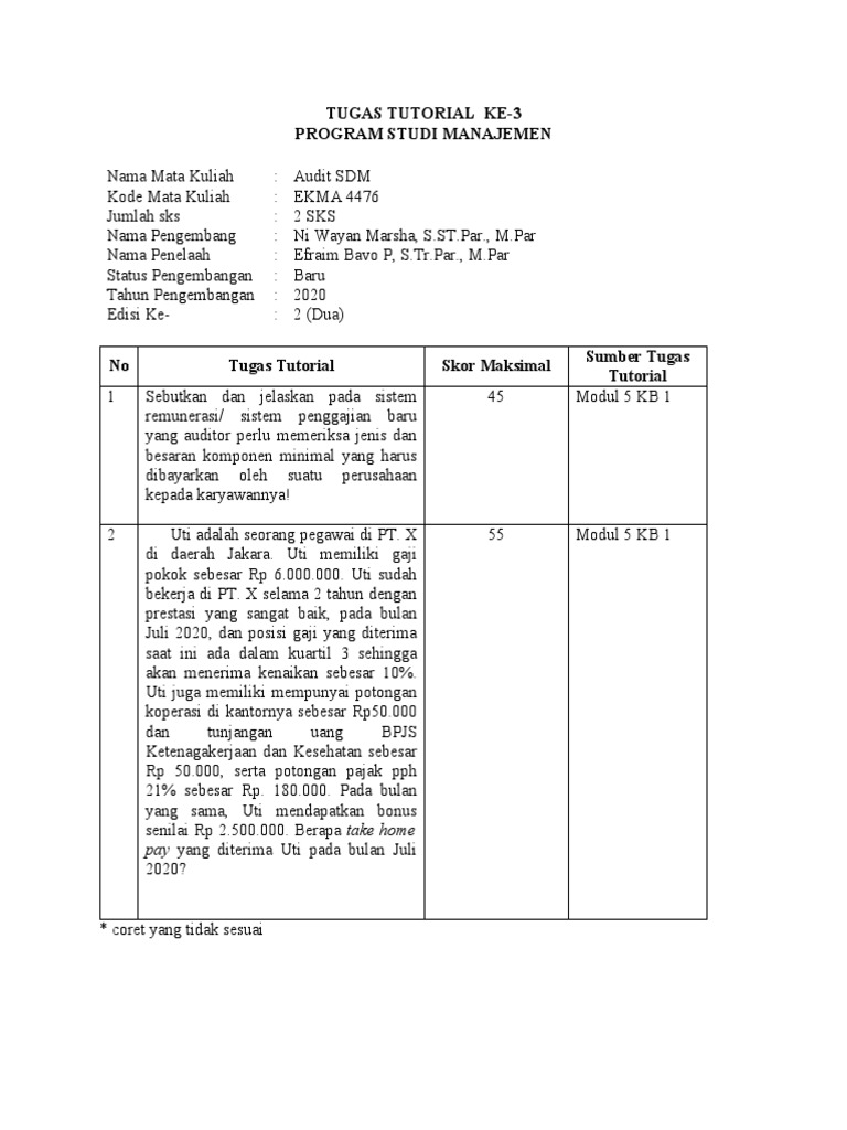 Tugas 3 Audit SDM 2020 | PDF