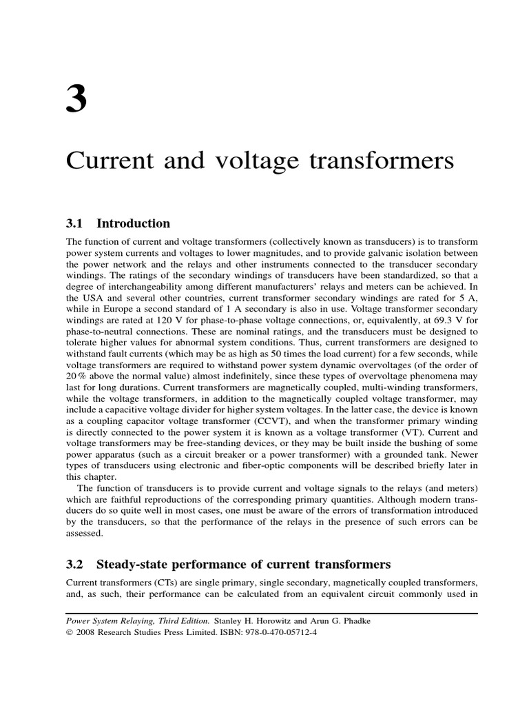 Chapter 3 Current and Voltage Transformers | PDF | Transformer ...