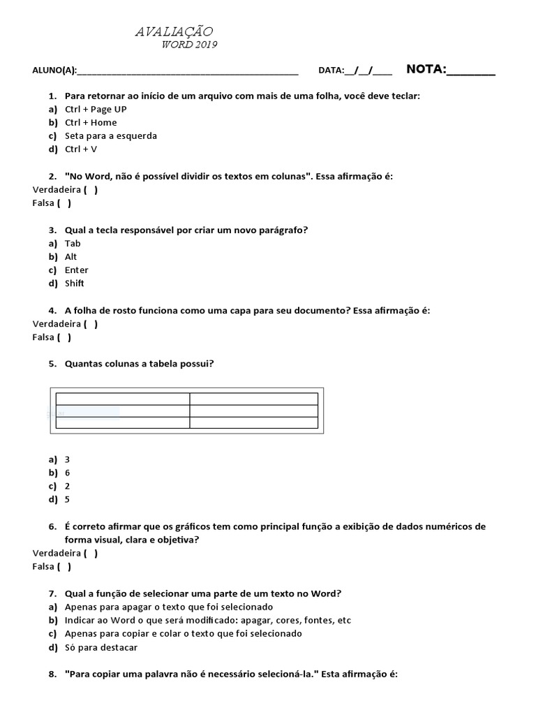 Avaliação - Word 2019 | PDF | Informática