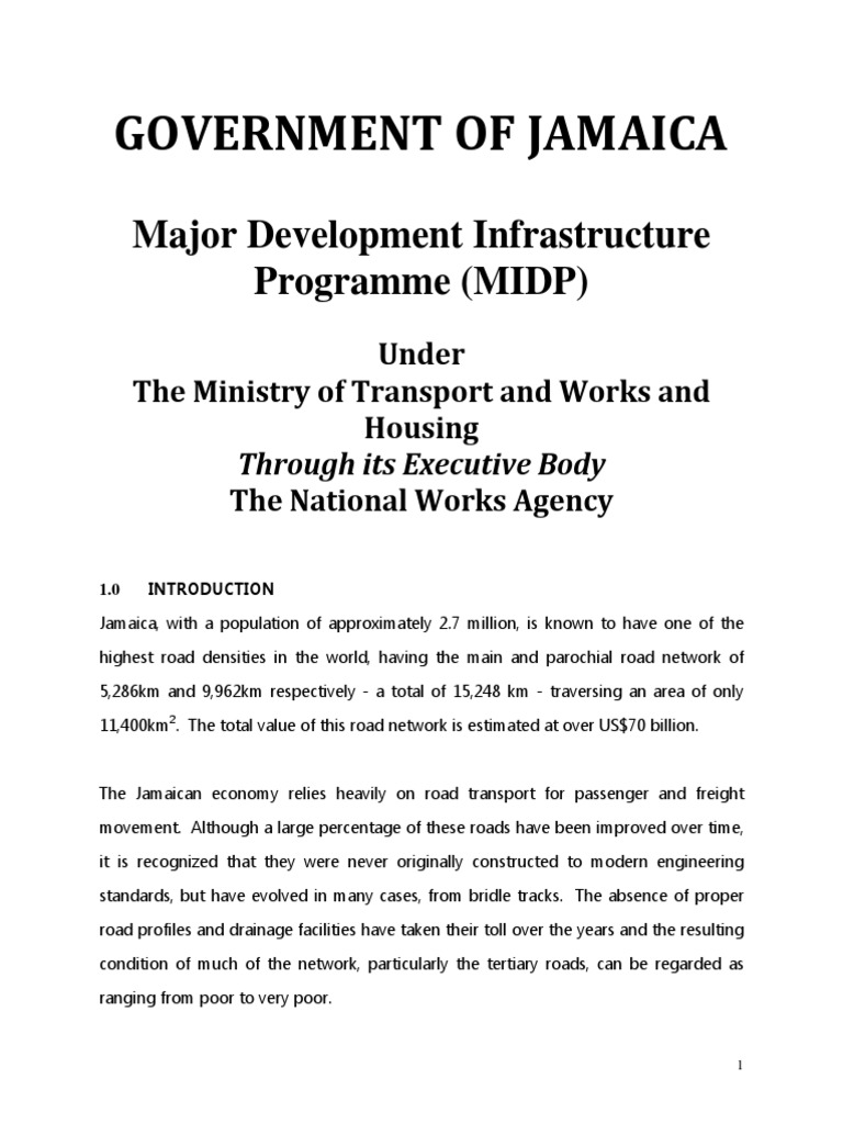 Government of Jamaica: Major Development Infrastructure Programme (MIDP ...
