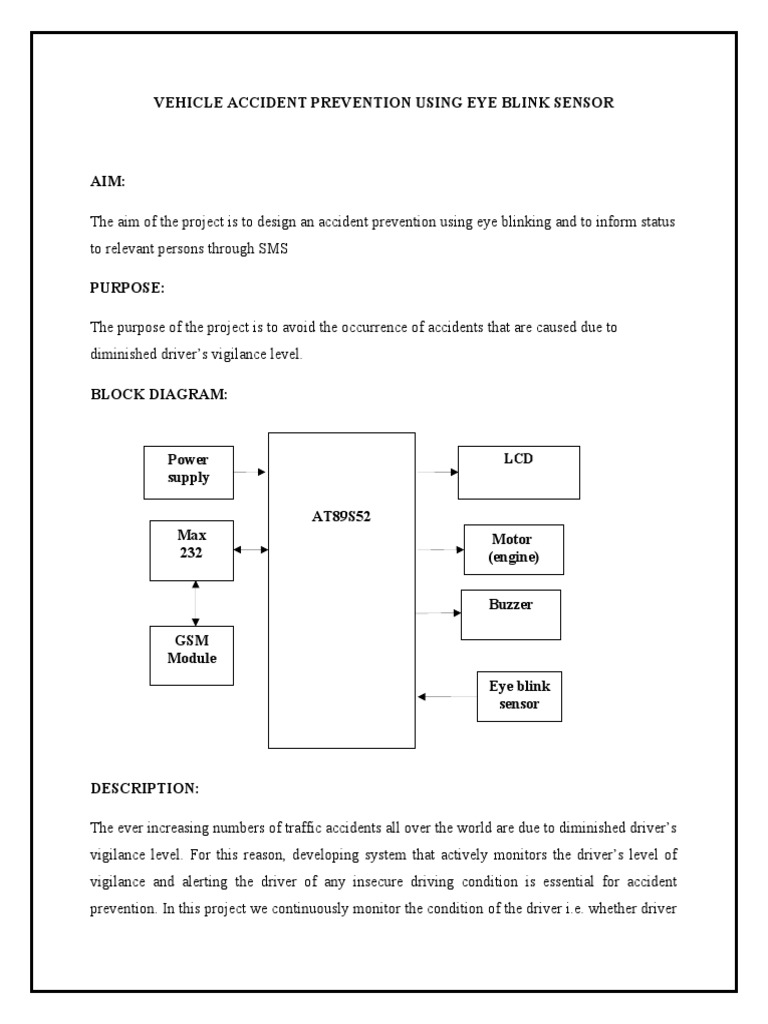 38.vehicle Accident Prevention Using Eye Blink Sensor | PDF | Gsm ...