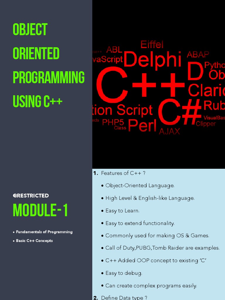 CPP Module-1 Notes | PDF | Control Flow | Data Type