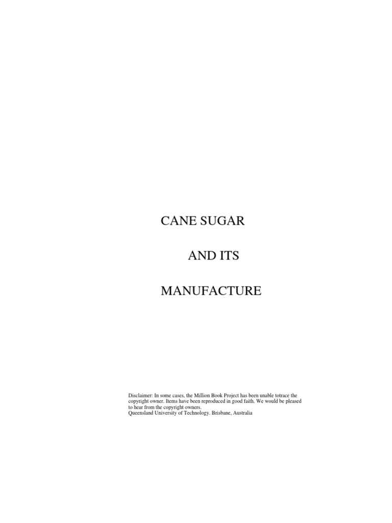 Cane Sugar and Its Manufacture | PDF | Sucrose | Ph