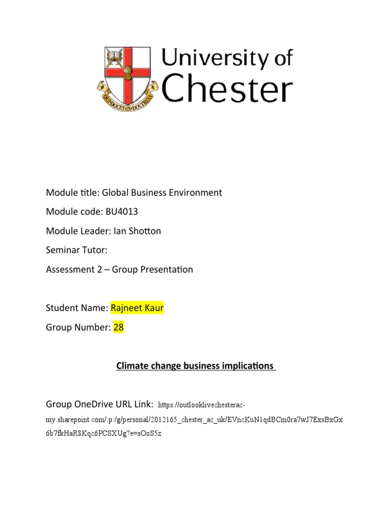 Module Title: Global Business Environment Module Code: BU4013 Module ...