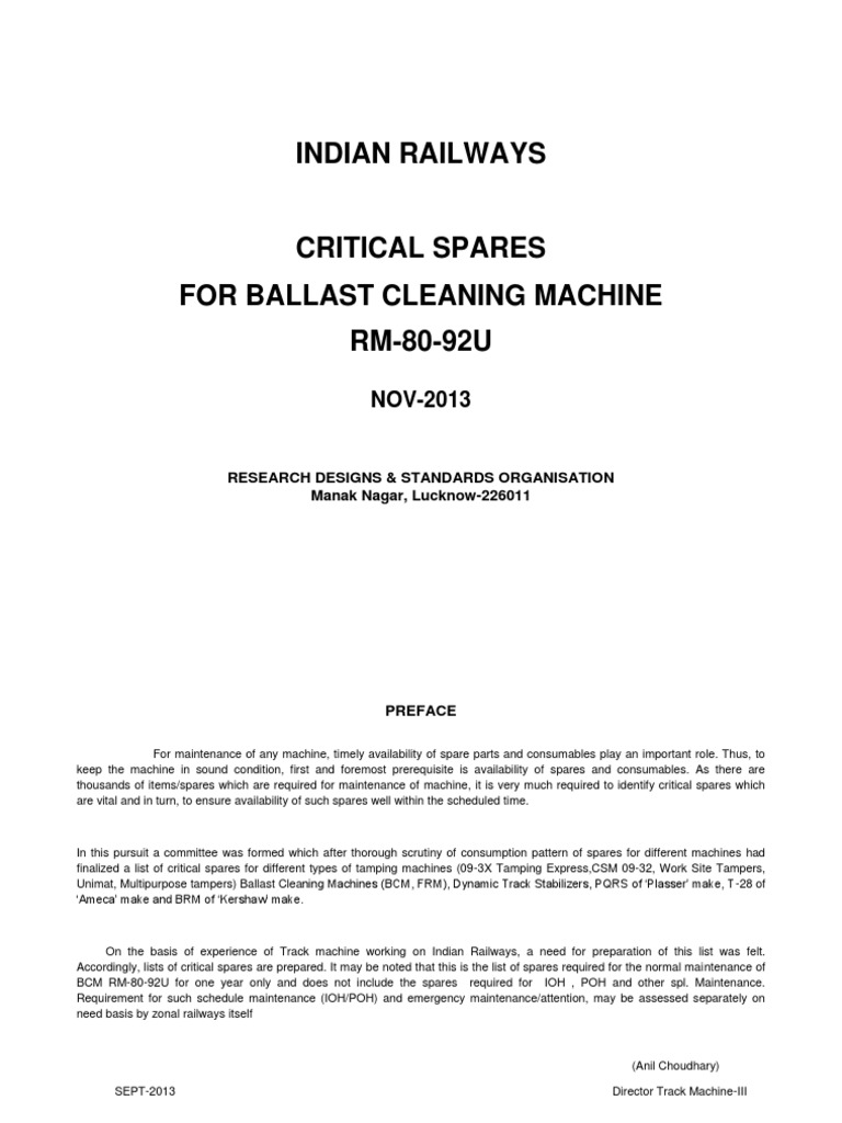 List of Critical Spare Part BCM | PDF | Pump | Engines