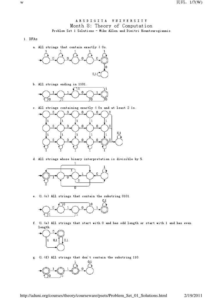 Problem Set 01 Pdf String Computer Science Theoretical Computer Science
