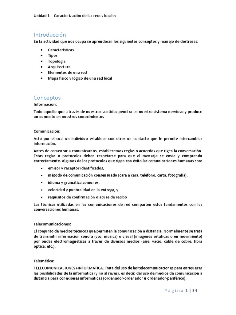 Caracterización de redes locales | PDF | Protocolos de internet | Red de computadoras