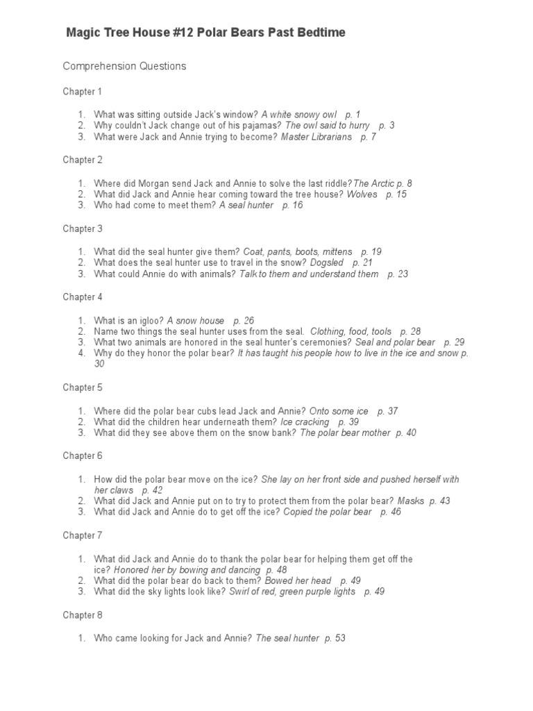 Magic Tree House 12 Polar Bears Past Bedtime | PDF | Polar Bear | Bears