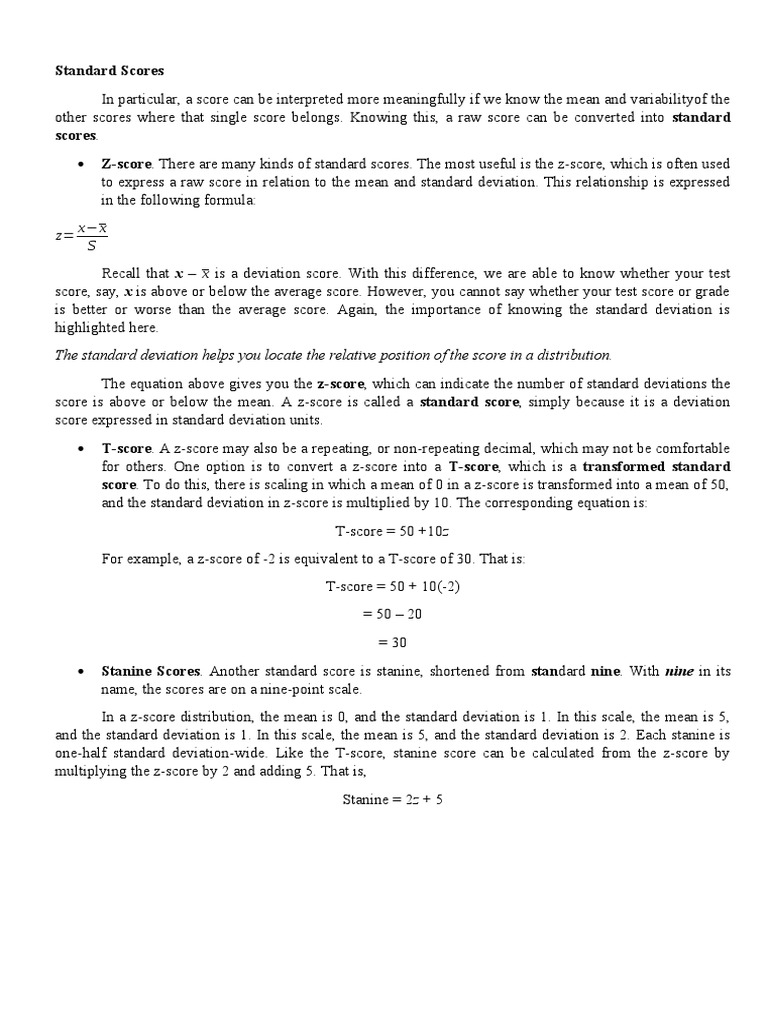 Standard Scores | PDF | Standard Score | Mathematics
