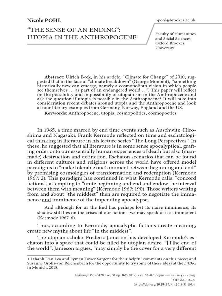 Nicole Pohl | PDF | Utopia | Anthropocene