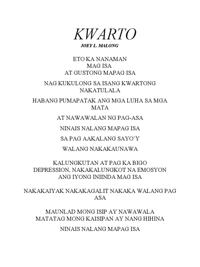 Spoken Poetry Entry - Malong, Joey L | PDF