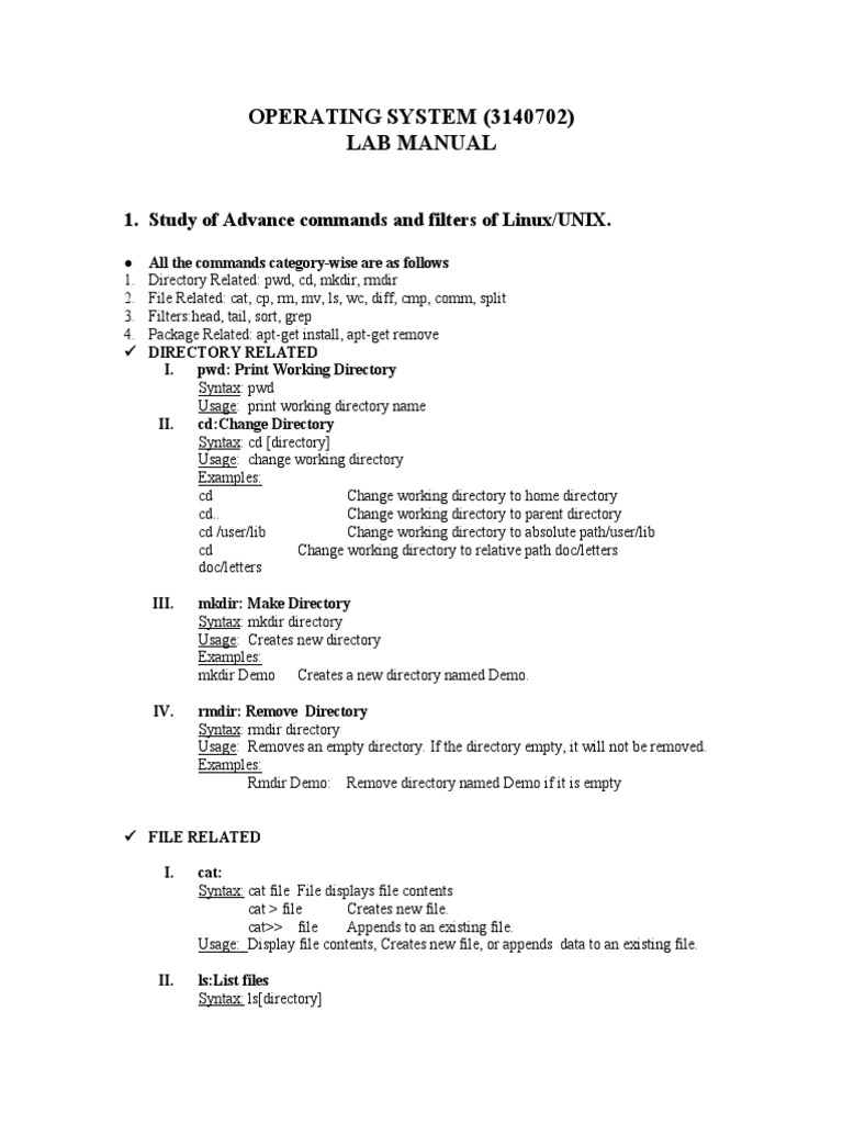 Os Lab Manual Final | PDF | Operating System | Linux