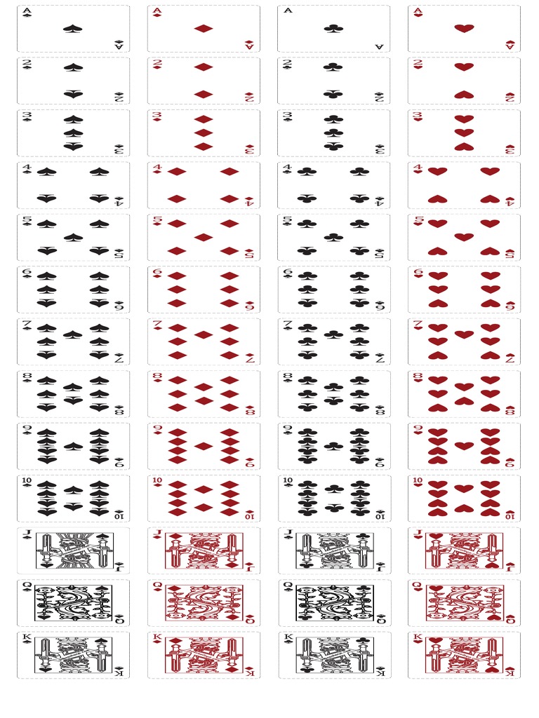Barajade Cartas Naipesde Poker para Imprimir Gratis | PDF