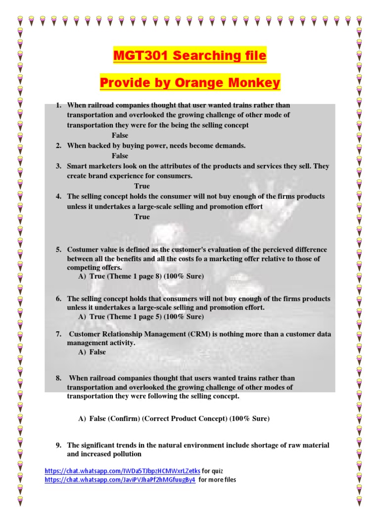 Marketing Concepts and Strategies Quiz | PDF | Marketing | Sales
