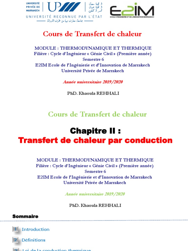 Transfert de chaleur par conduction | PDF | Conduction thermique ...