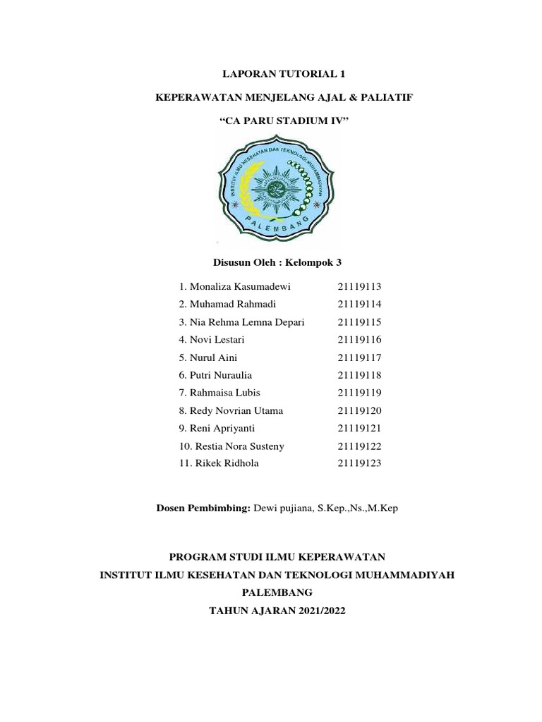 Laporan Tutorial 1 Kep - Paliatif | PDF | Pengembangan Diri | Sains & Matematika