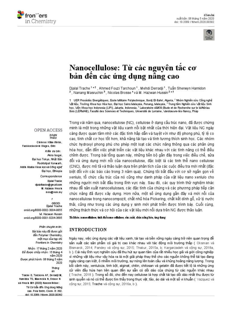 Nanocellulose From Fundamentals To Advanced Applications PDF | PDF