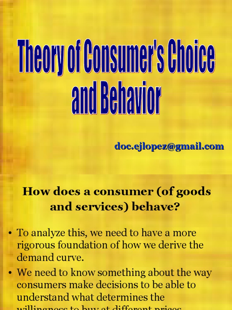 Lesson4 Theory of Consumers Choice and Behavior | PDF | Economics ...