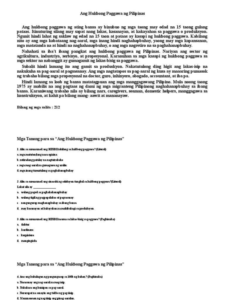 Hukbo NG Paggawa | PDF