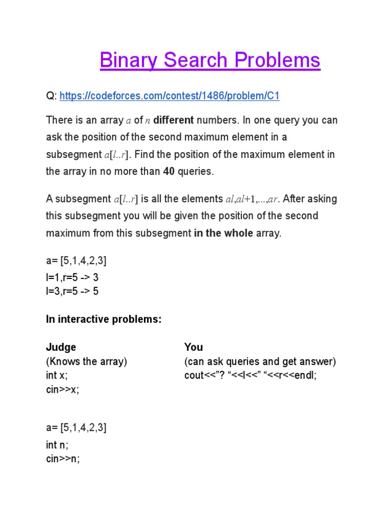 CodeISM Class 14 (Binary Search Problems) | PDF | Array Data Structure | Computer Programming