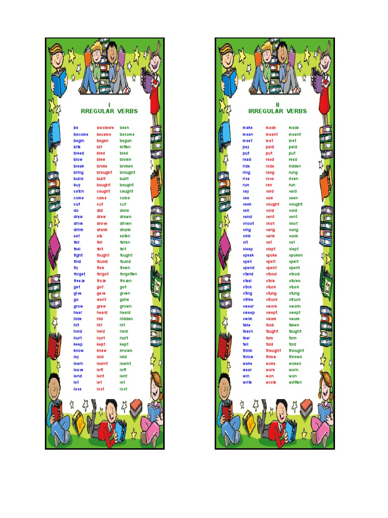 Bookmark Irregular Verbs 22.03.11 | PDF
