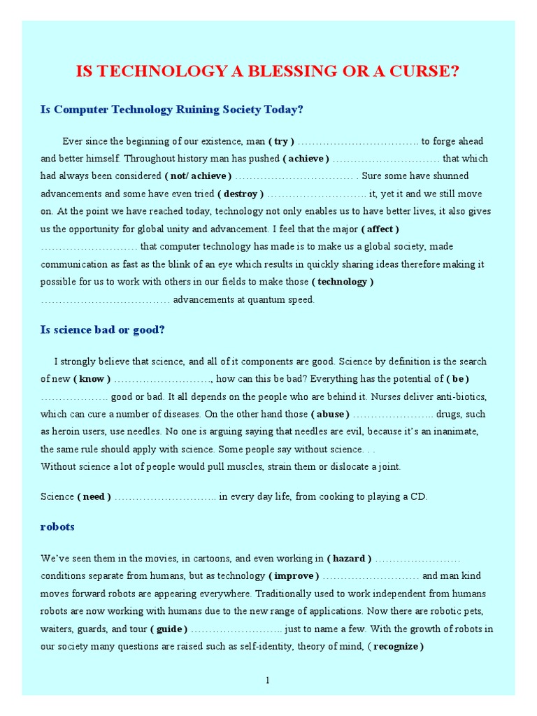 Technology: Blessing or Curse? | PDF | Robot | Robotics
