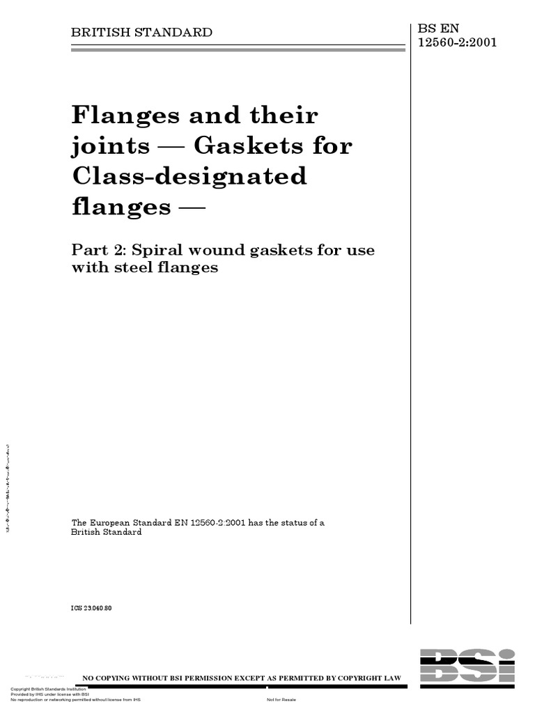 BS en 12560-2 2001 | PDF | Mechanical Engineering | Industrial Processes