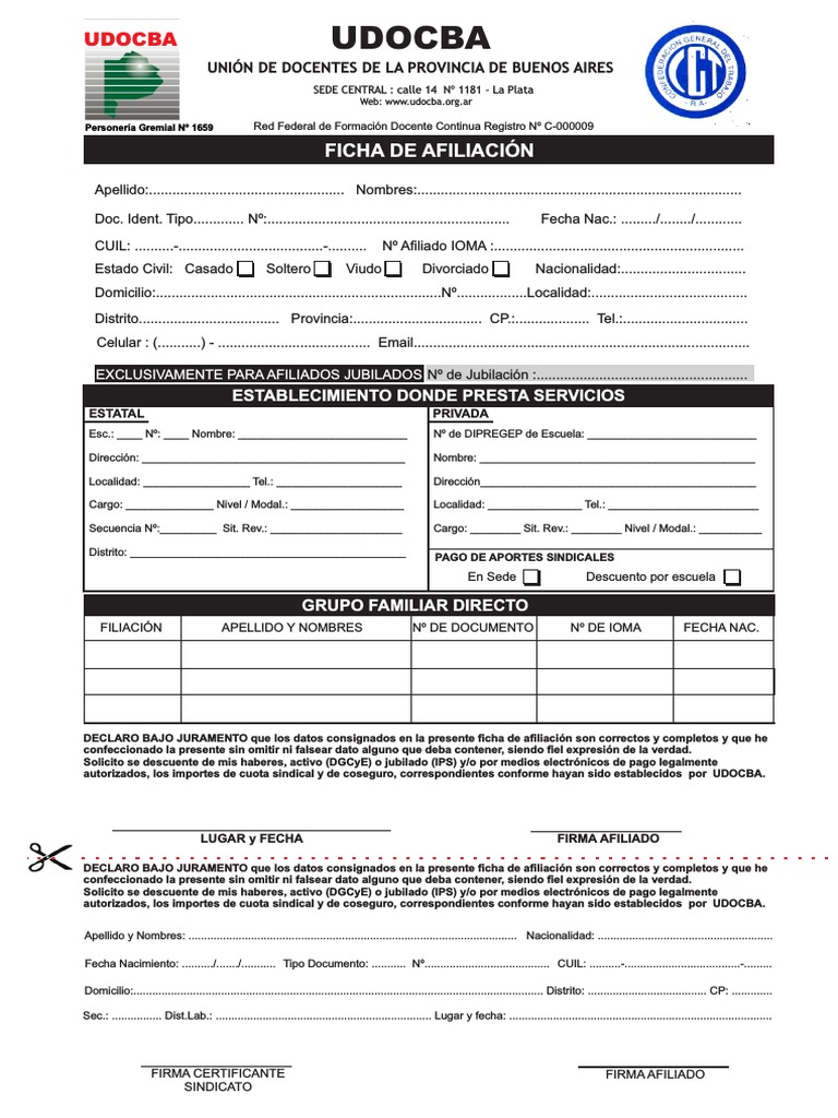 Ficha de Afiliacion | PDF