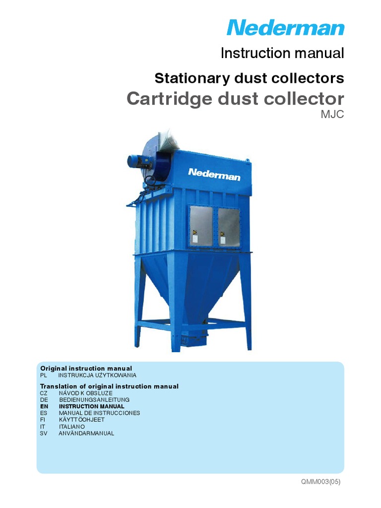 MJC Dust Collector Manual | PDF | Personal Protective Equipment | Explosion