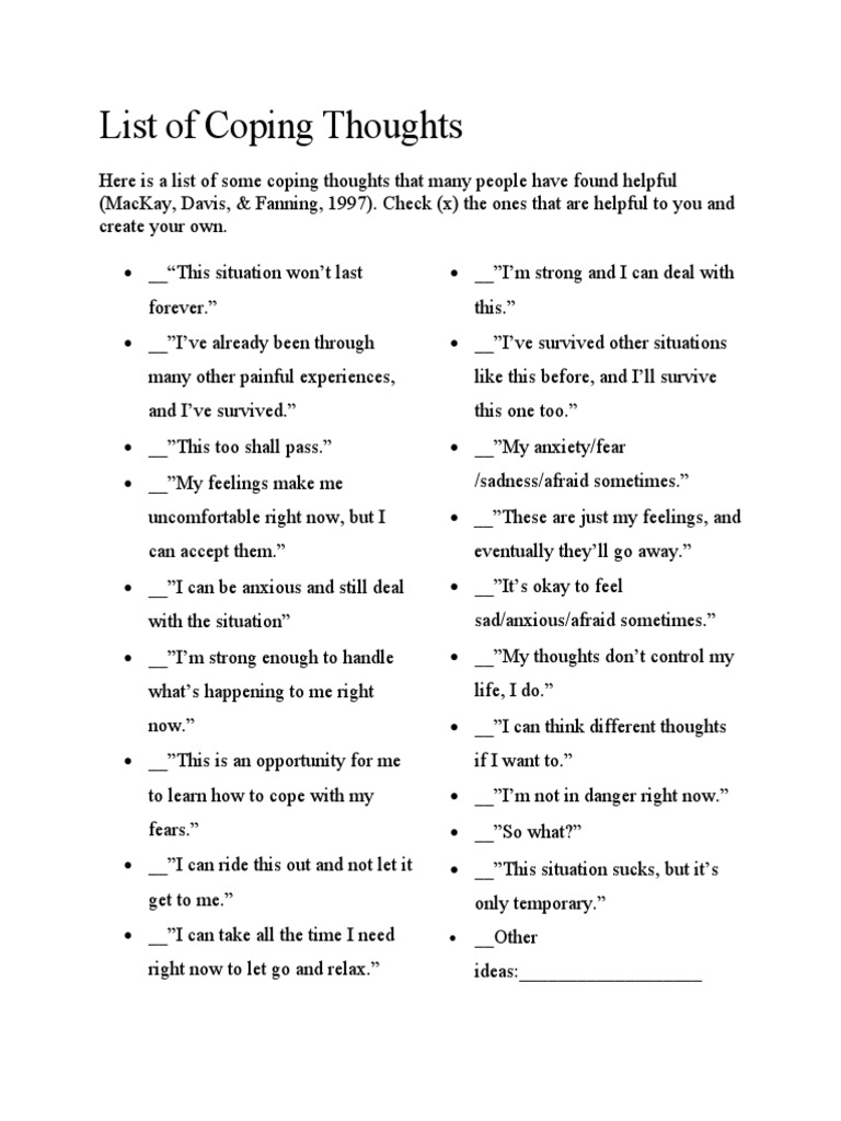 List of Coping Thoughts | PDF | Career & Growth | Self-Improvement