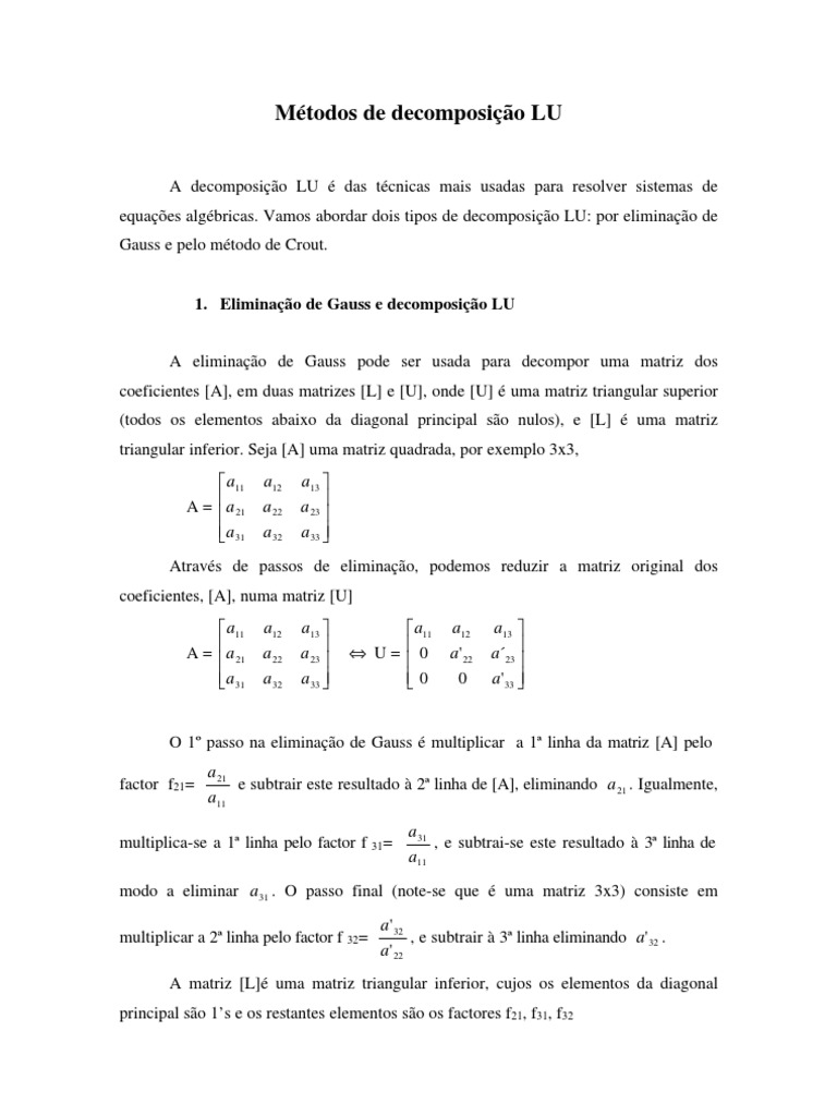 Métodos LU | PDF | Matriz (Matemática) | Algoritmos
