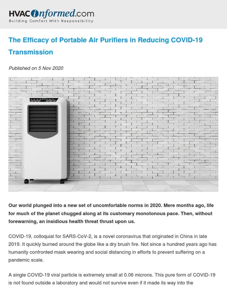 The Efficacy of Portable Air Purifiers in Reducing COVID-19 ...