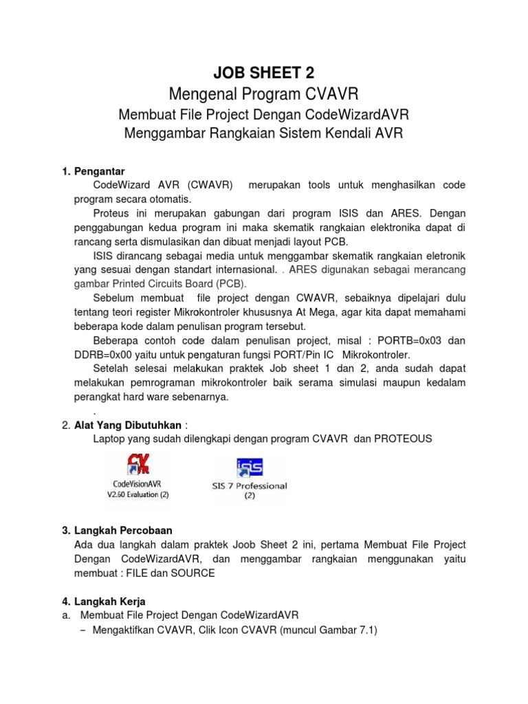 JOB SHEET 2 B Program AVR | PDF