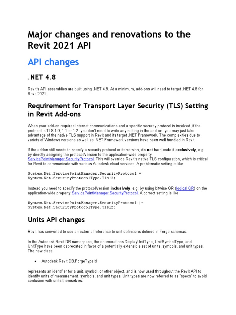 Revit Platform API Changes and Additions | PDF | Autodesk Revit ...