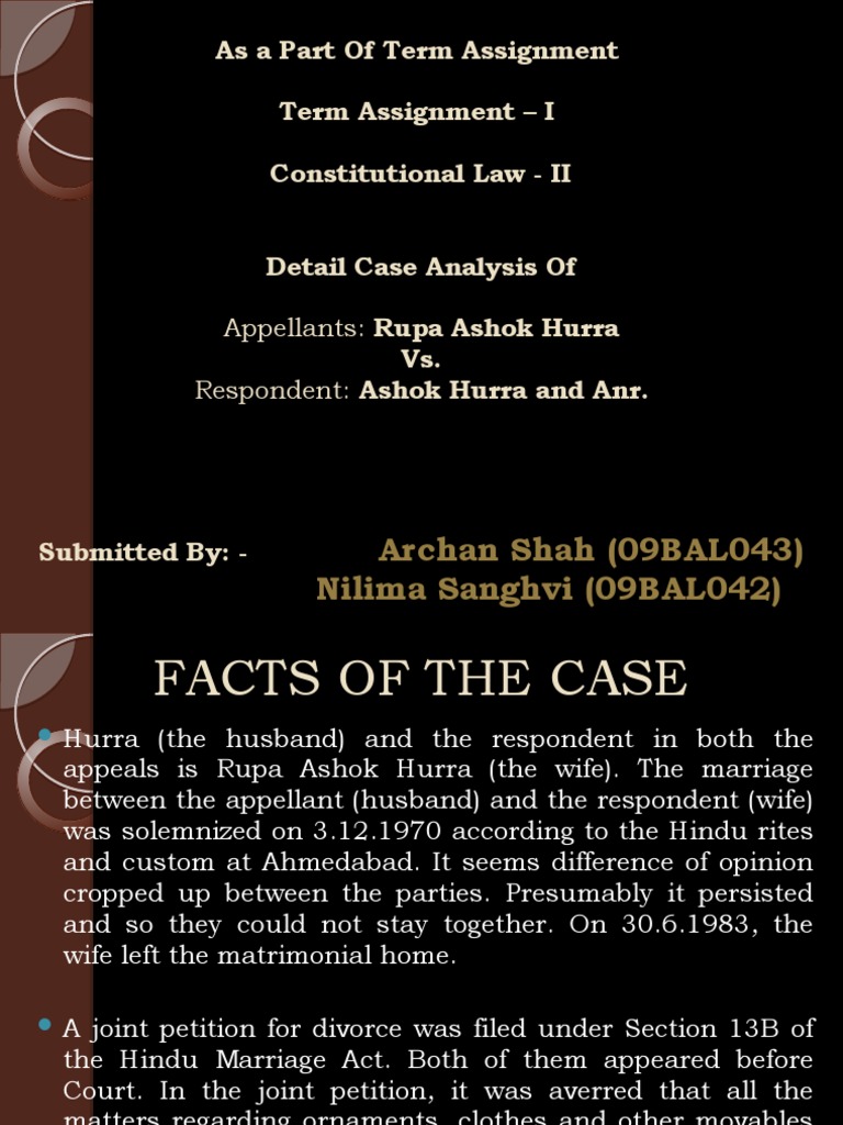 Archan Shah (09BAL043) Nilima Sanghvi (09BAL042) | PDF | Judgment (Law ...