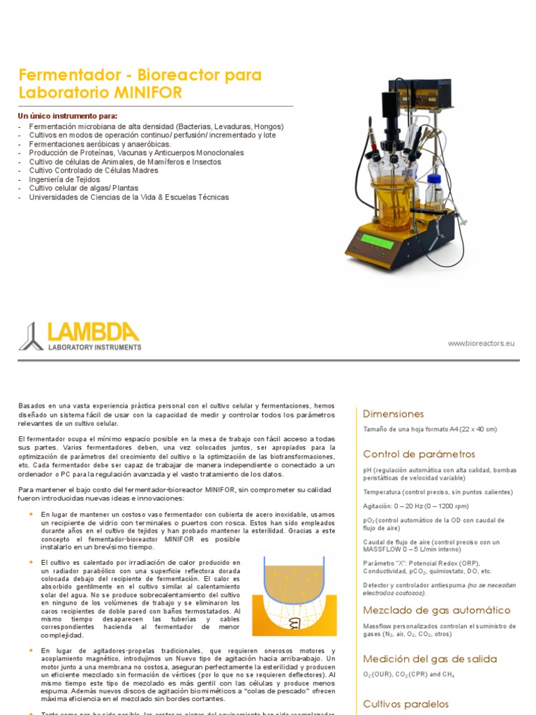 LAMBDA Minifor Fermentador Espanol | PDF | Cultivo de células | Temperatura