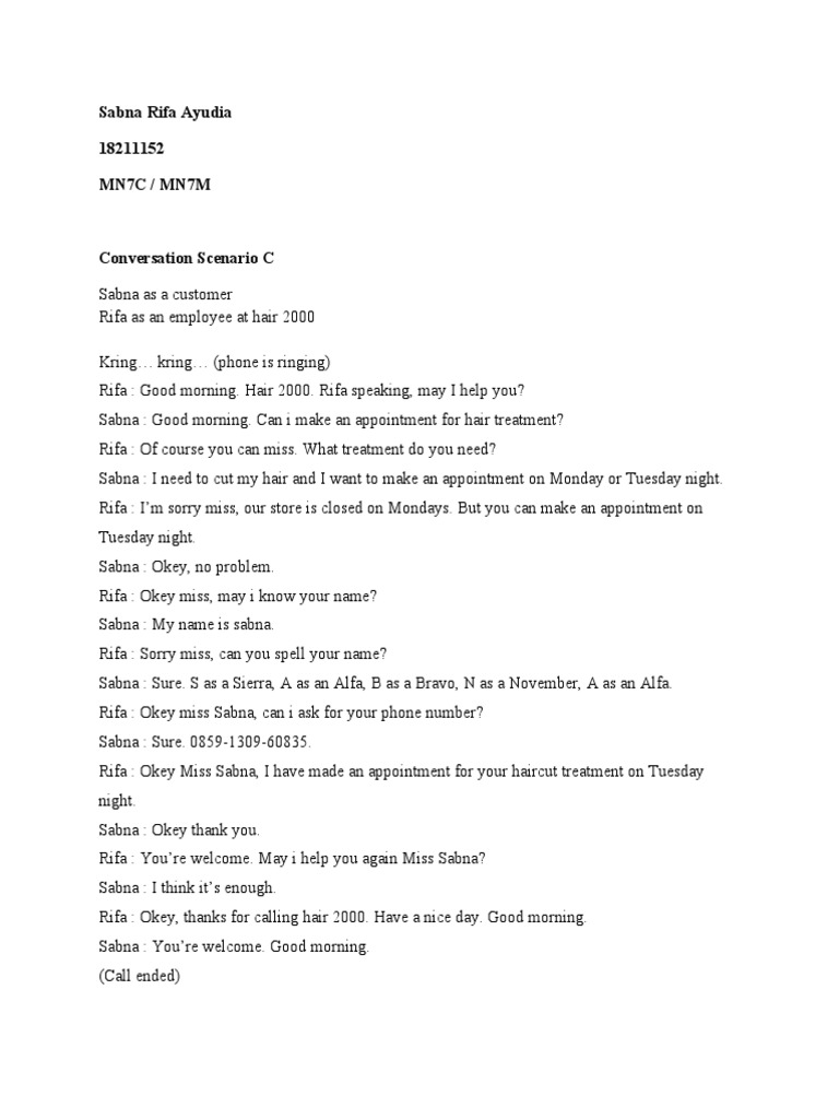 Conversation Scenarios | PDF