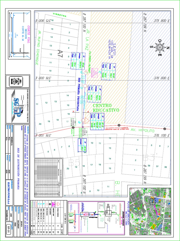 Plano de ubicación de la red eléctrica primaria y transformador de ...