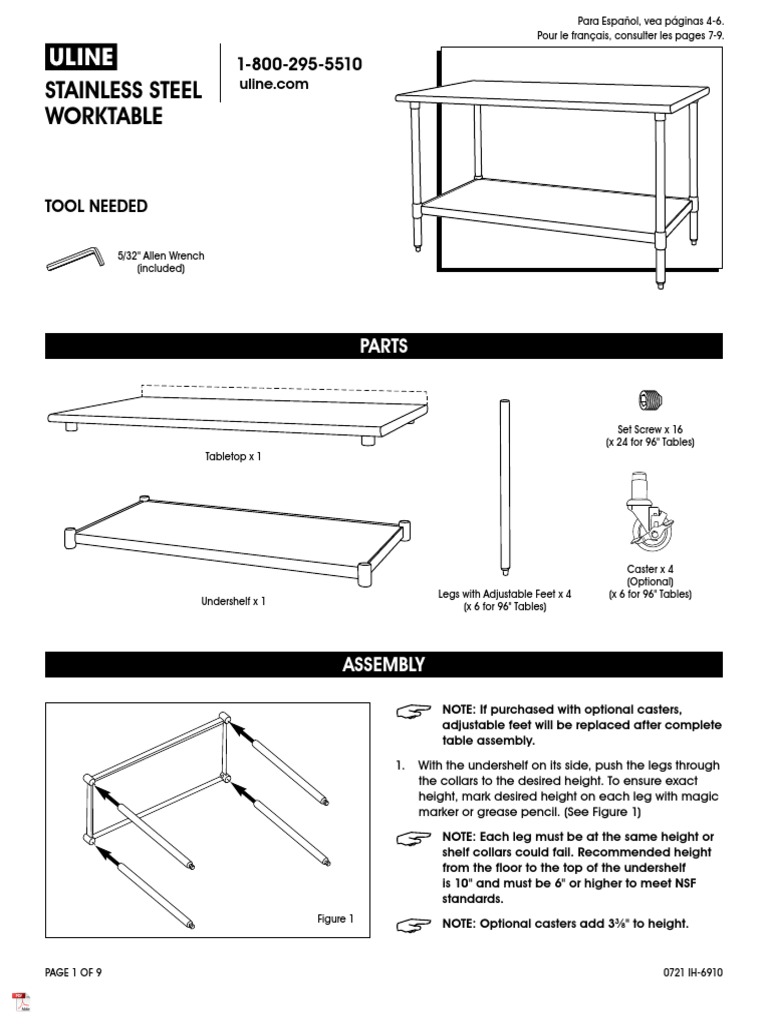 Stainless Steel Worktable: Parts | PDF | Manufactured Goods | Crafts