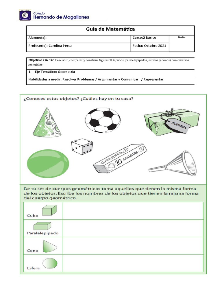 Figuras 3D: Guía para 2 Básico | PDF