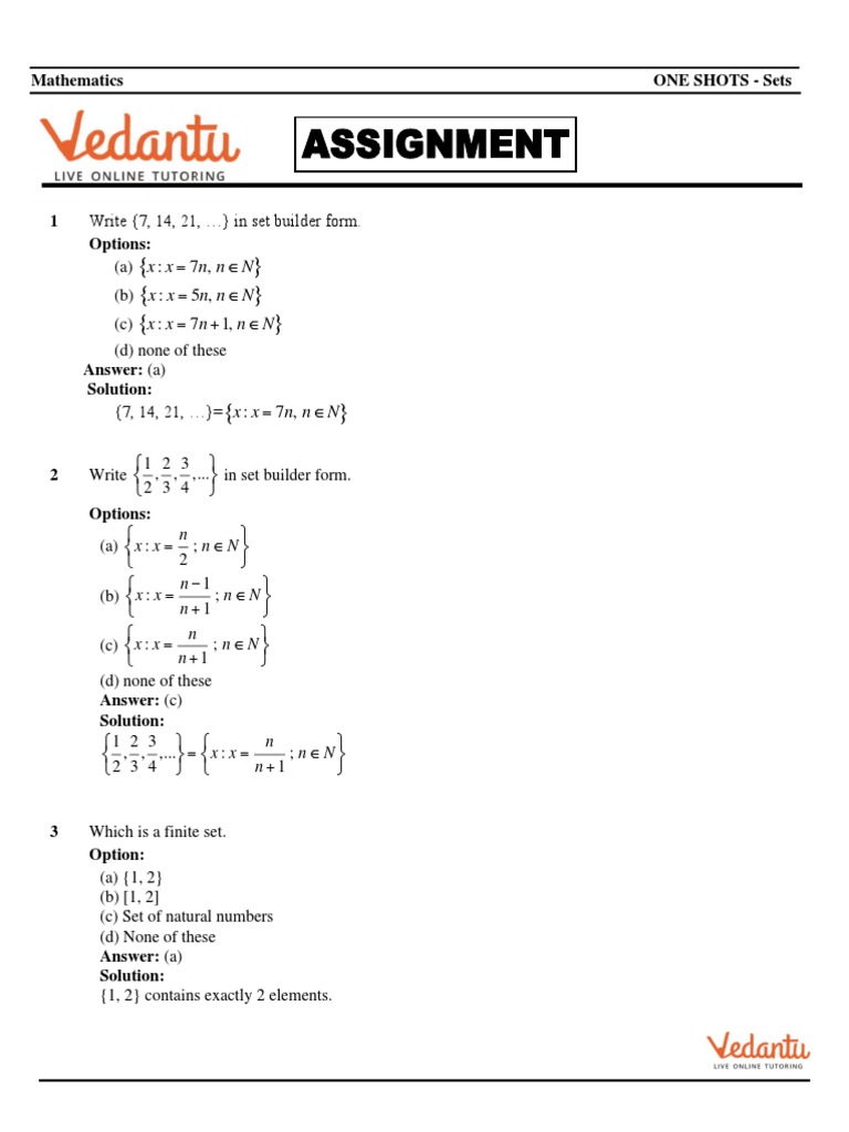 Sets Assignment Solution | PDF | Mathematics | Mathematical Concepts