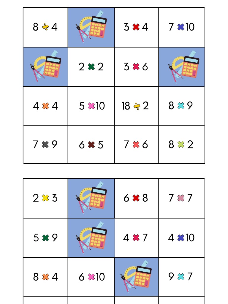 Bingo de Multiplicaciones y Divisiones | PDF | Ordinateurs