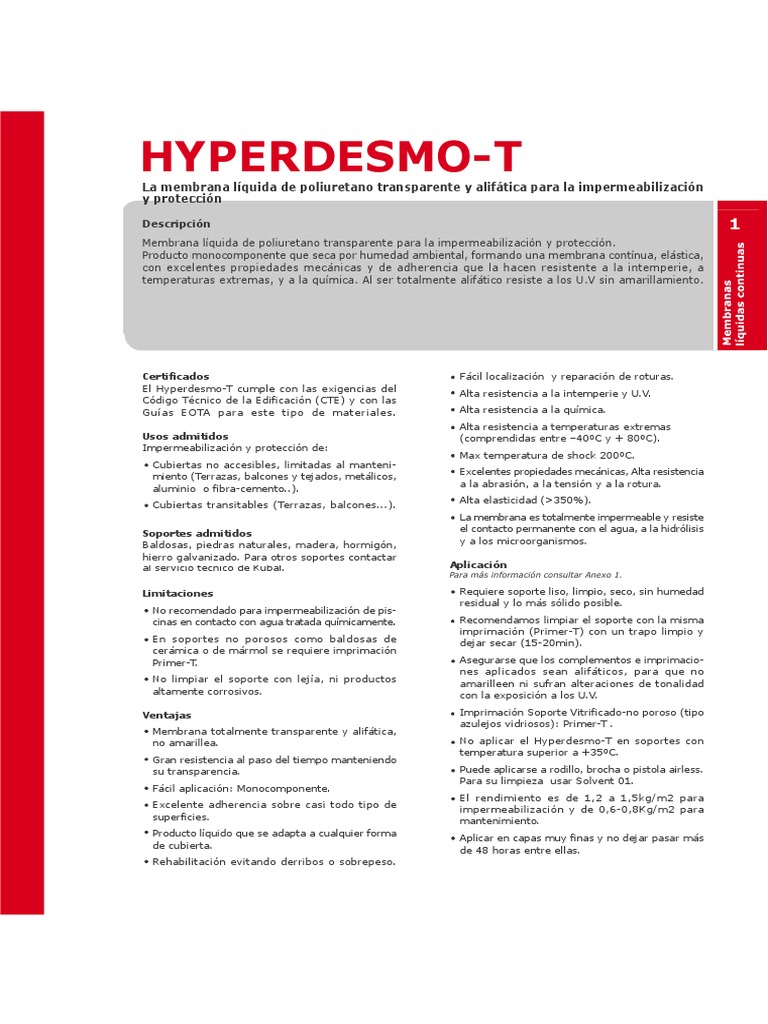 Membrana Impermeable Hyperdesmo-T | PDF | Materiales | Química