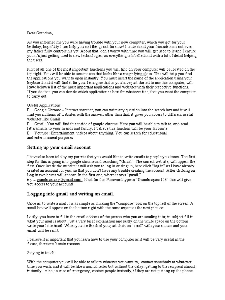 Computer Guide for Grandma's New PC | PDF | Gmail | Software