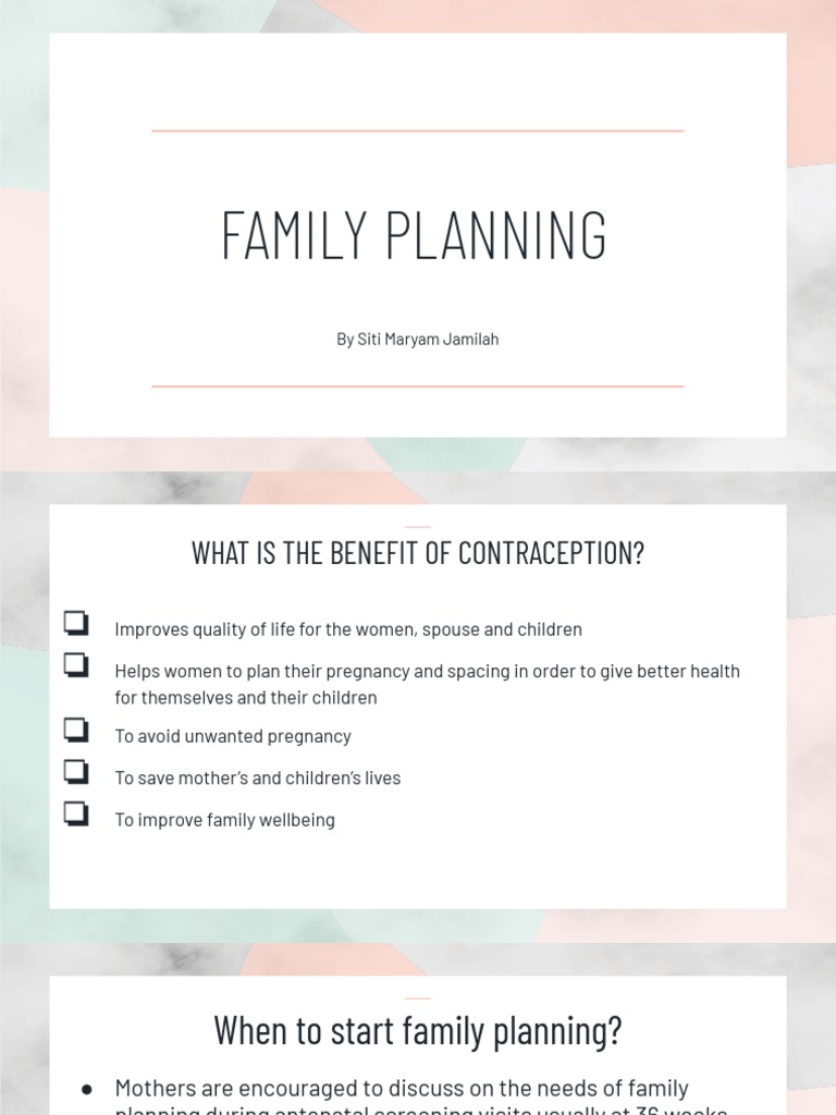 Family Planning: by Siti Maryam Jamilah | PDF