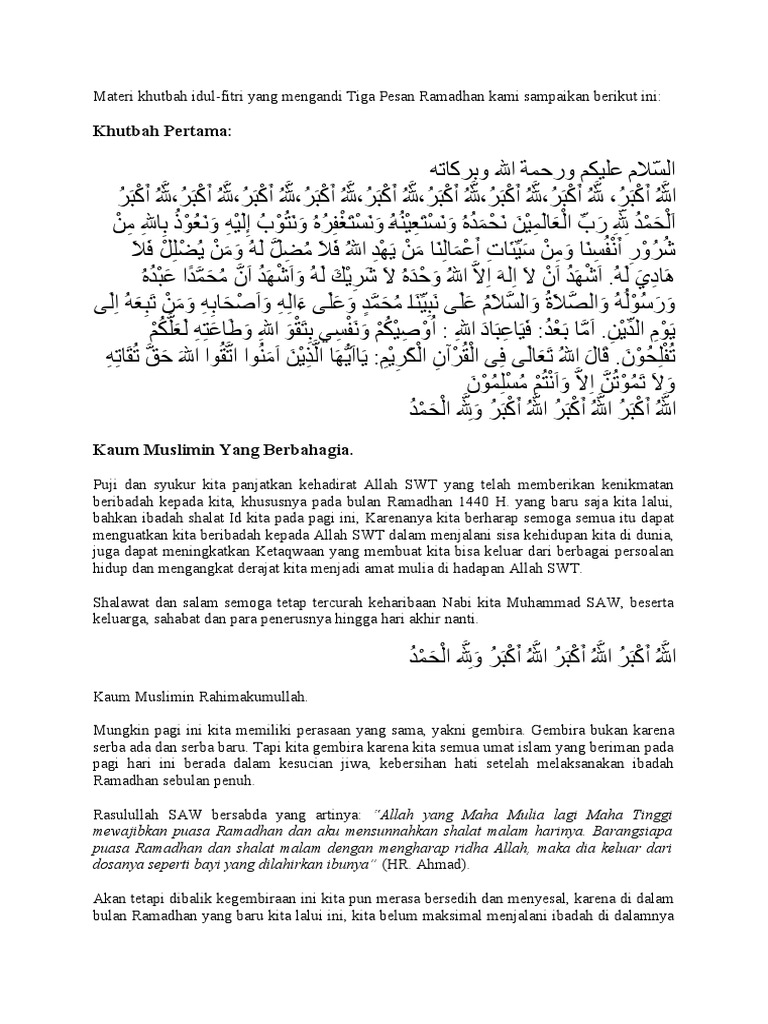 Materi Khutbah Idul FITRI 2 | PDF