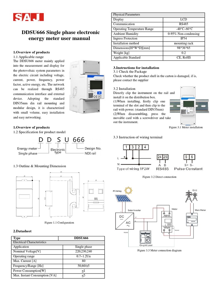 DDSU666 Single Phase Electronic Energy Meter User Manual: 1.overview of ...