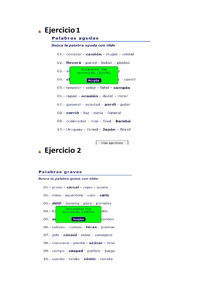 Actividad de La Unidad 3, Ejercicios, Español 1 | PDF