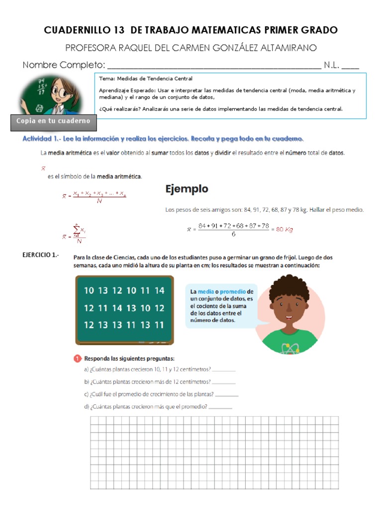 Cuadernillo 13 de Trabajo Matematicas Primer Grado | PDF